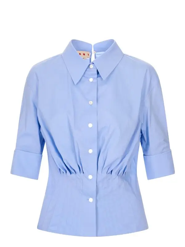Marni Gathered Button-up Shirt - Blue