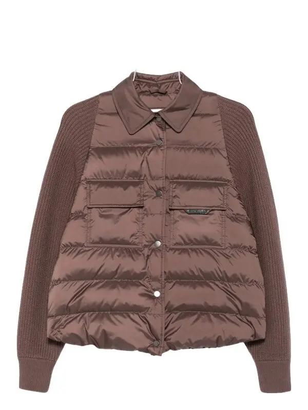Brunello Cucinelli Quilted-panel Knit-sleeve Jacket - No
