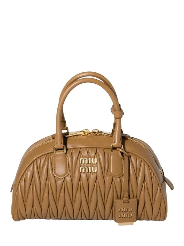 Miu Miu Arcadie Matelassé Nappa Leather Bag - Caramel Color
