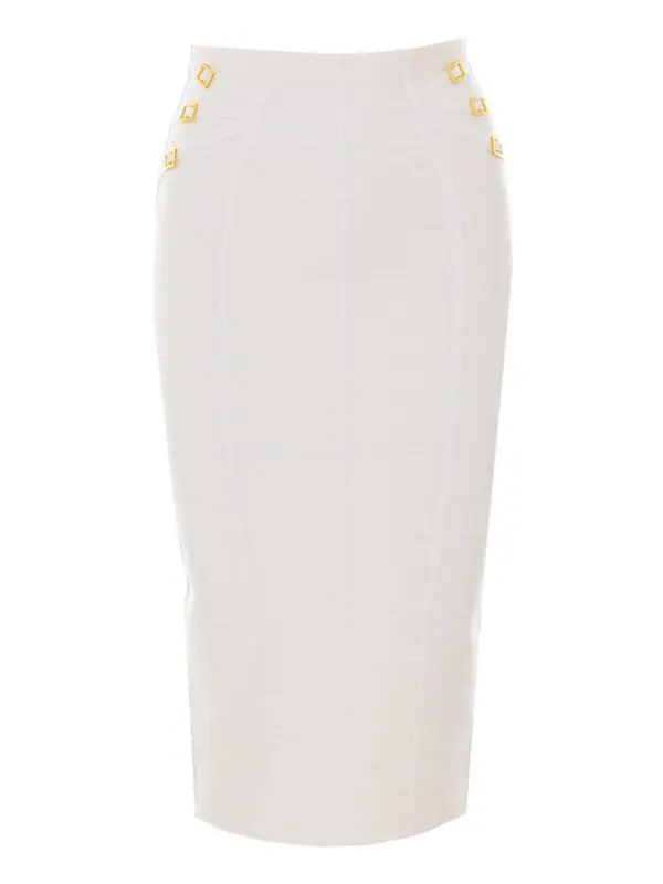 Elisabetta Franchi 3d Knitted Midi Skirt - Ivory