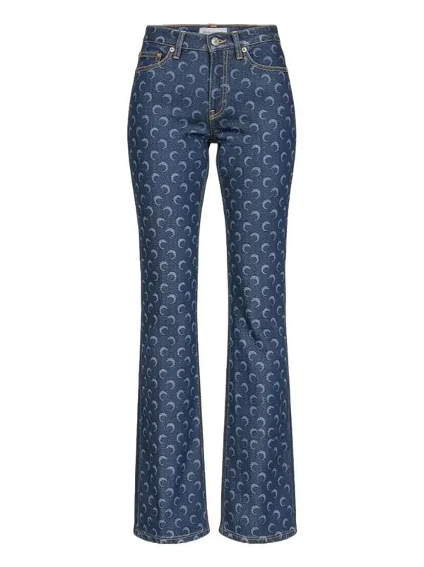 MARINE SERRE Moon Print Bootcut Jeans - Midnight Blue