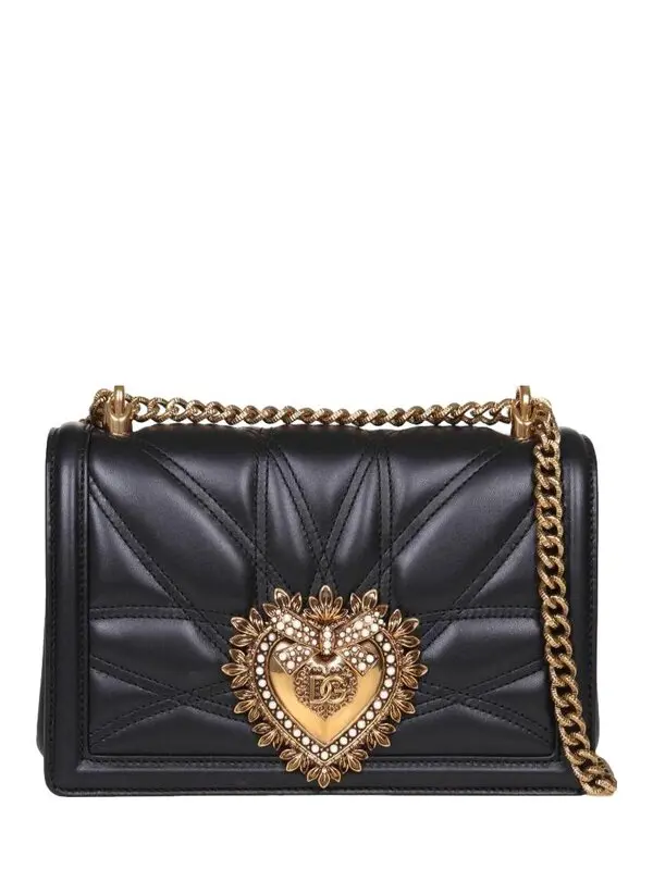 Dolce & Gabbana Quilted Heart Logo Plaque Shoulder Bag - Green