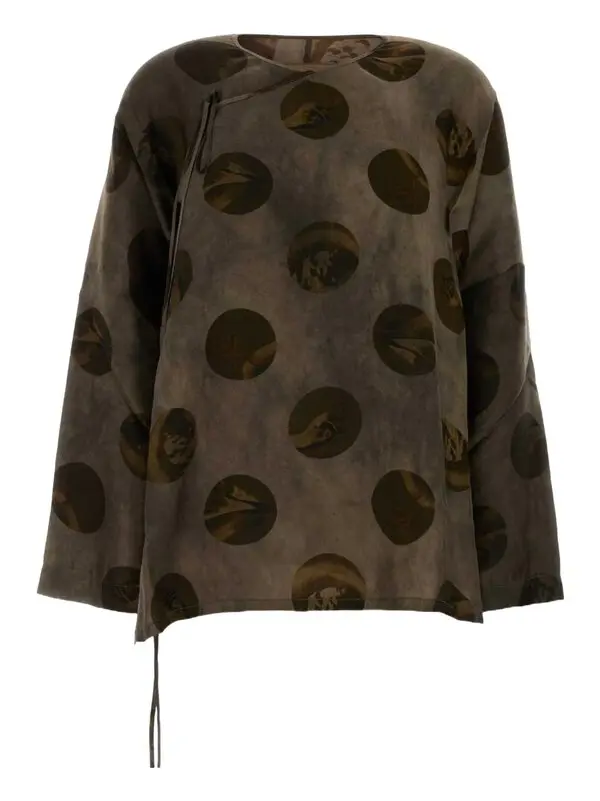 UMA WANG Tie-front Cover-up With All-over Pattern - Black