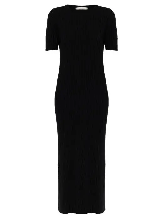 LISA YANG Isabela Ribbed Knit Maxi Dress - Black