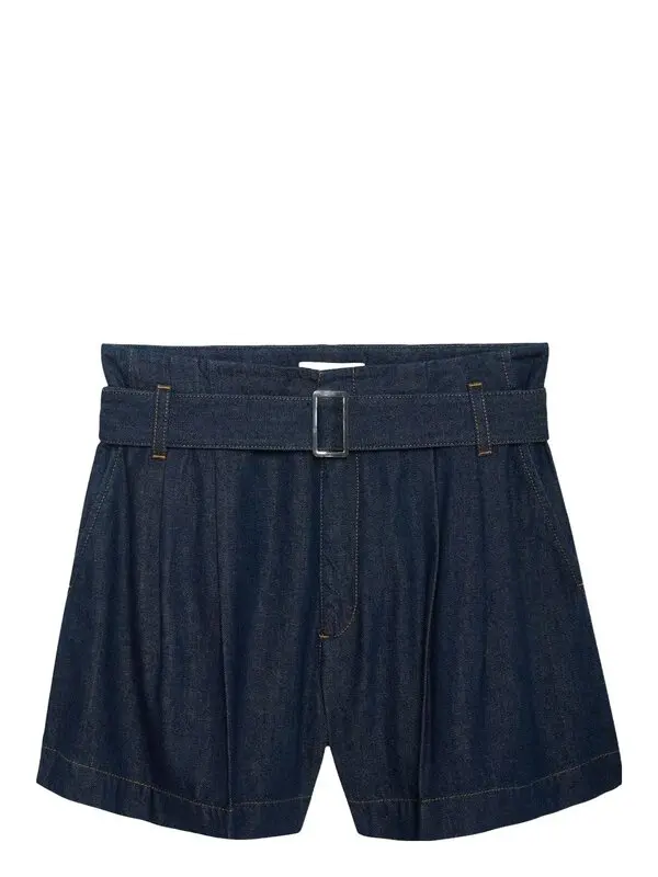 FRAME Belted Pleated Shorts - Black