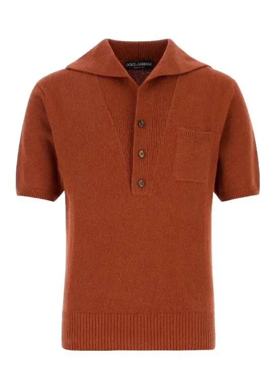 Dolce & Gabbana Dolce Gabbana Textured Knit Polo Shirt - Red
