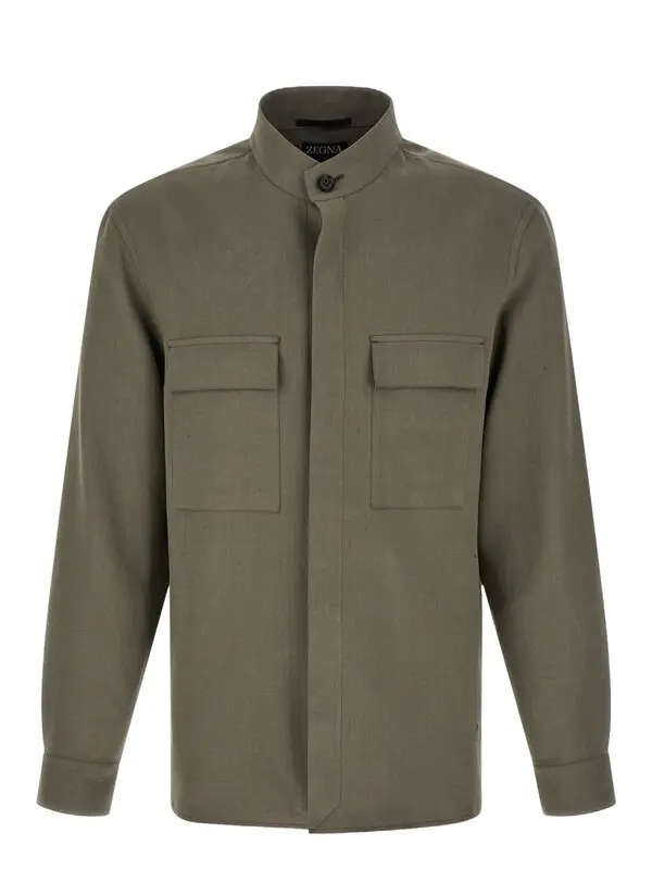 Zegna High Neck Oasi Shirt Jacket - Gray