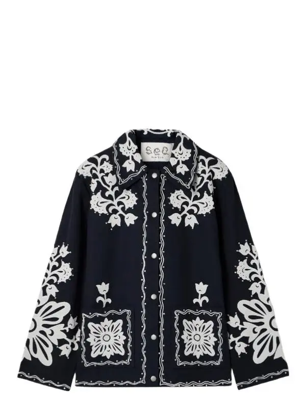 Sea Studded Appliquéd Cotton-canvas Jacket - Black