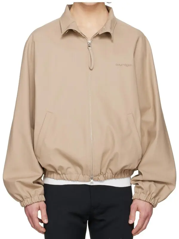 COURREGES Beige Cotton Zipped Bomber Jacket - Nude