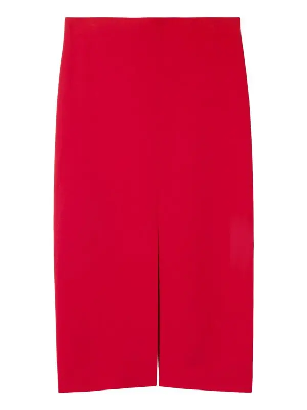 Carven Crepe Midi Skirt With Front Split - Red