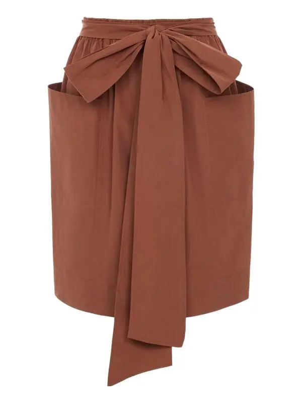 Chloé Bow Detail Patch Pocket Pencil Skirt - Pure Brown