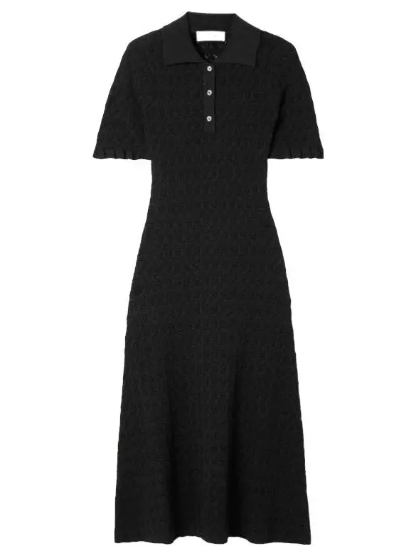 Sea Pointelle-knit Midi Dress - Black