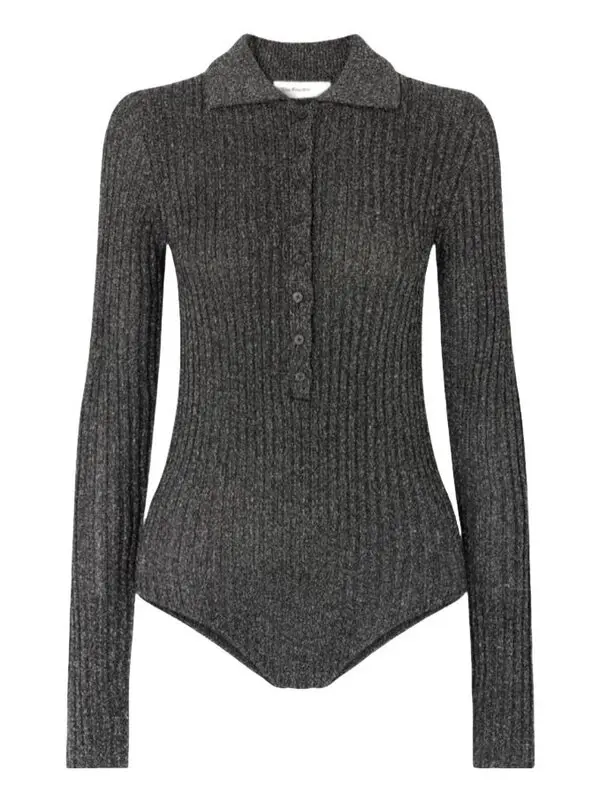 THE FRANKIE SHOP Solana Ribbed Knit Bodysuit - Metallic Color