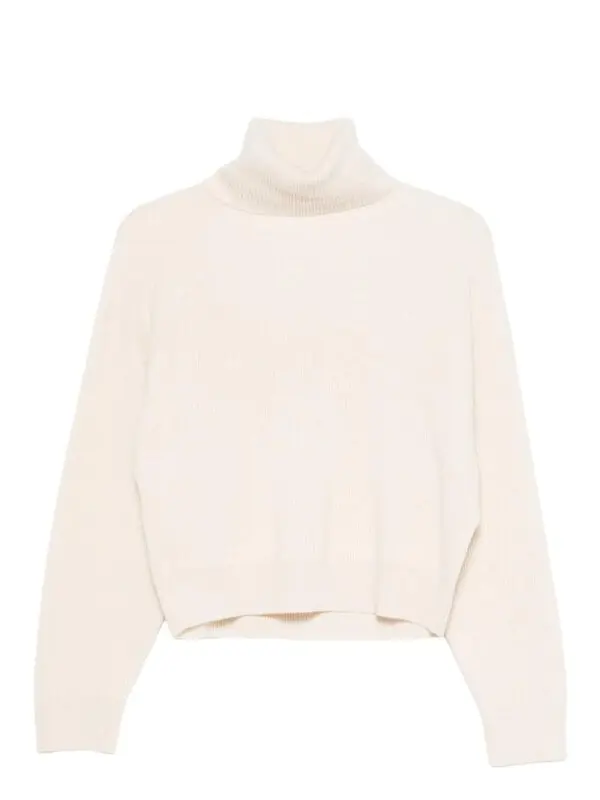 Brunello Cucinelli Roll Neck Knitted Sweater - White