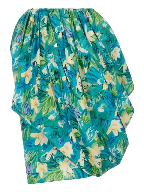 Chloé Printed Draped Midi Skirt - Green