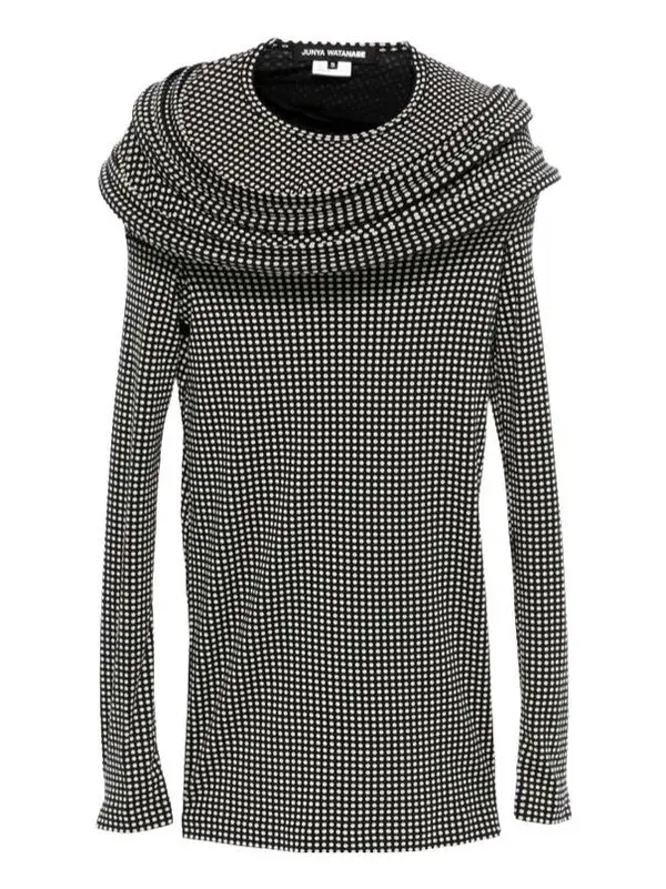 Junya Watanabe Polka Dot Ruffled Round Neck Cover-up - Black