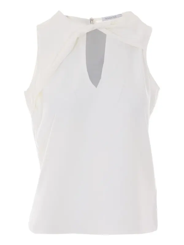 Patrizia Pepe Draped Sleeveless Top With Cutout Detail - White