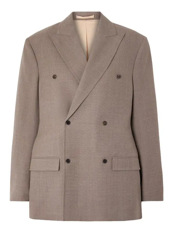 Carven Double-breasted Wool Blazer - Gray