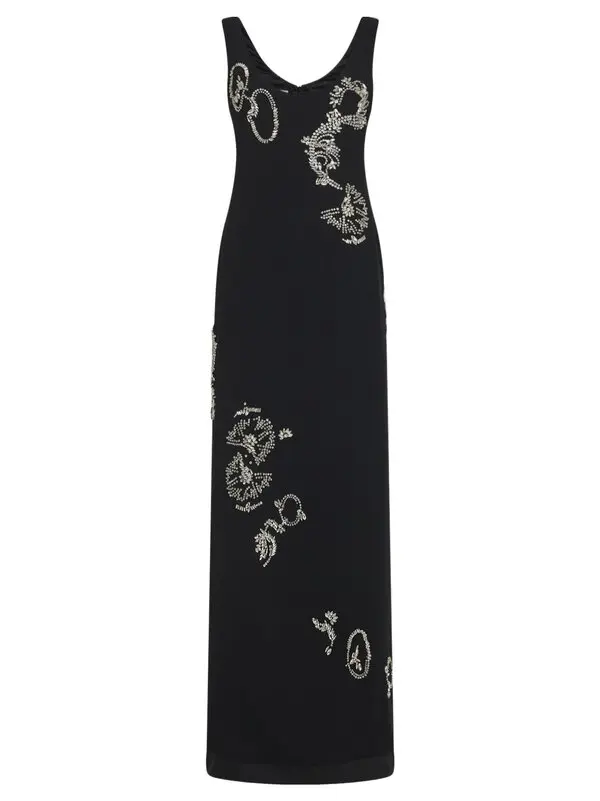 Dries Van Noten Embellished Sleeveless Maxi Dress - Black