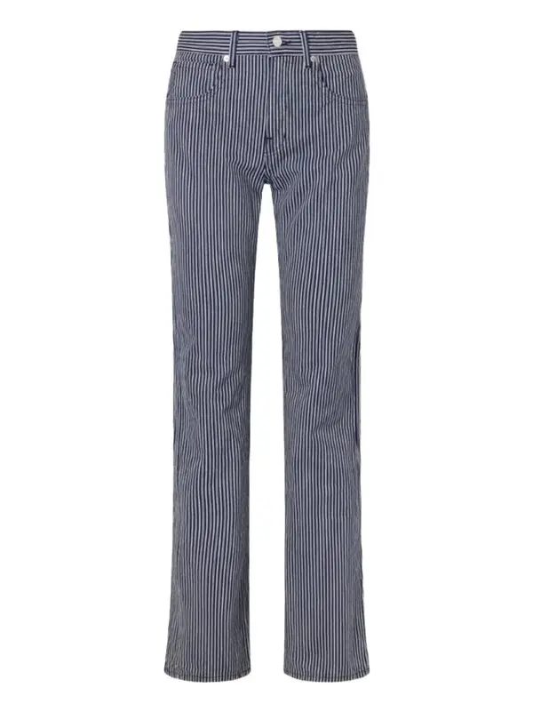NILI LOTAN Celia Striped Straight-leg Jeans - Gray