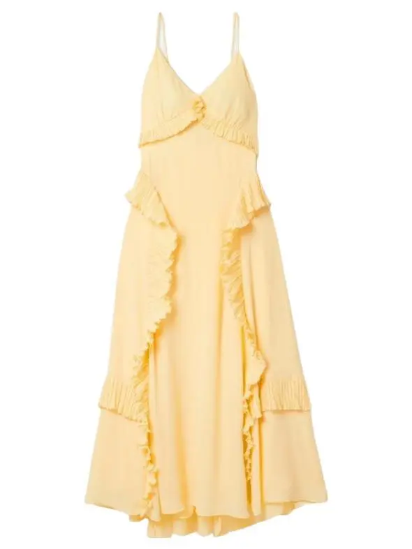 Sea Ruffled Midi Dress - Nude