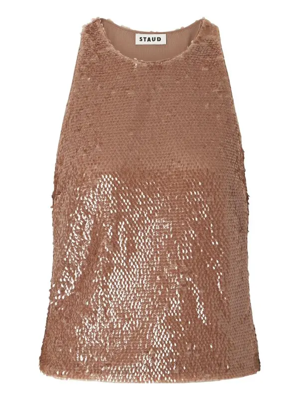 Staud Bree Sequined Sleeveless Top - Brown
