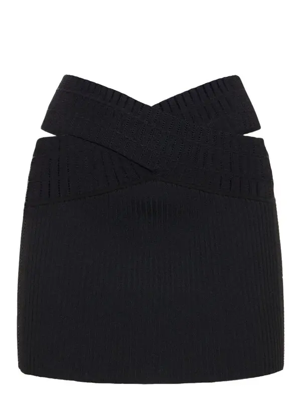 DION LEE Crossed Ribbed Mini Skirt - Black