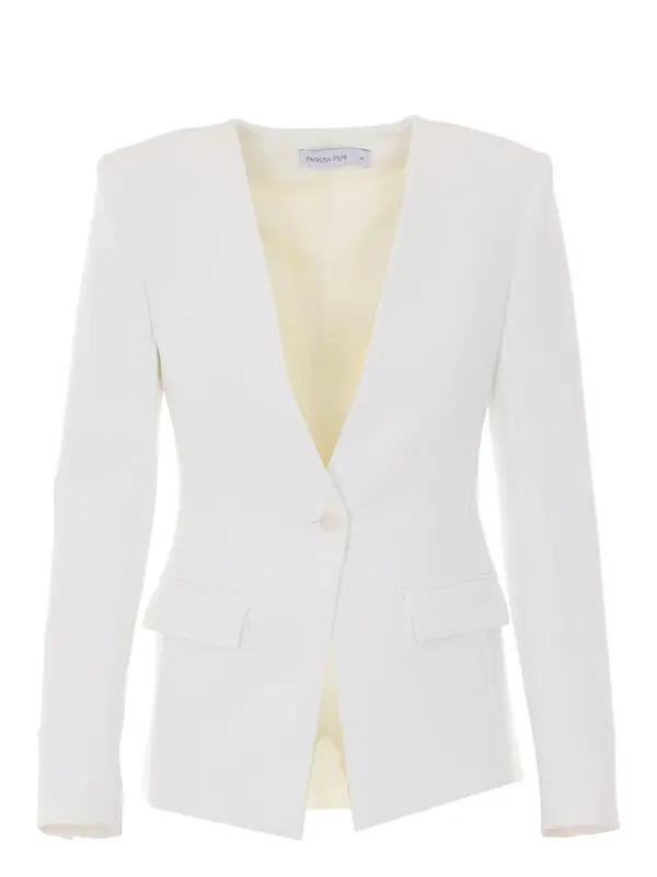 Patrizia Pepe Single-breasted V-neck Blazer - White