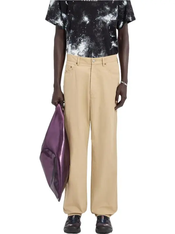 MAISON MARGIELA Wide-leg Trousers With White Stitch Detail - Pink Beige