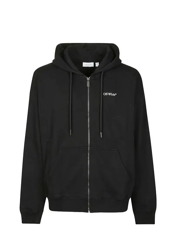 Off-White Zip Hooded Sweatshirt - Black