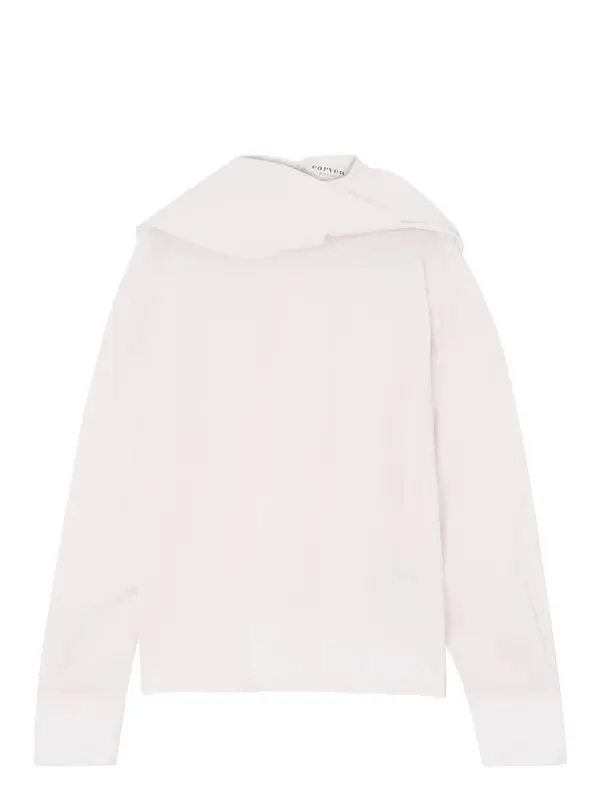 Carven Voile And Silk Blend Blouse With Keyhole Back - White