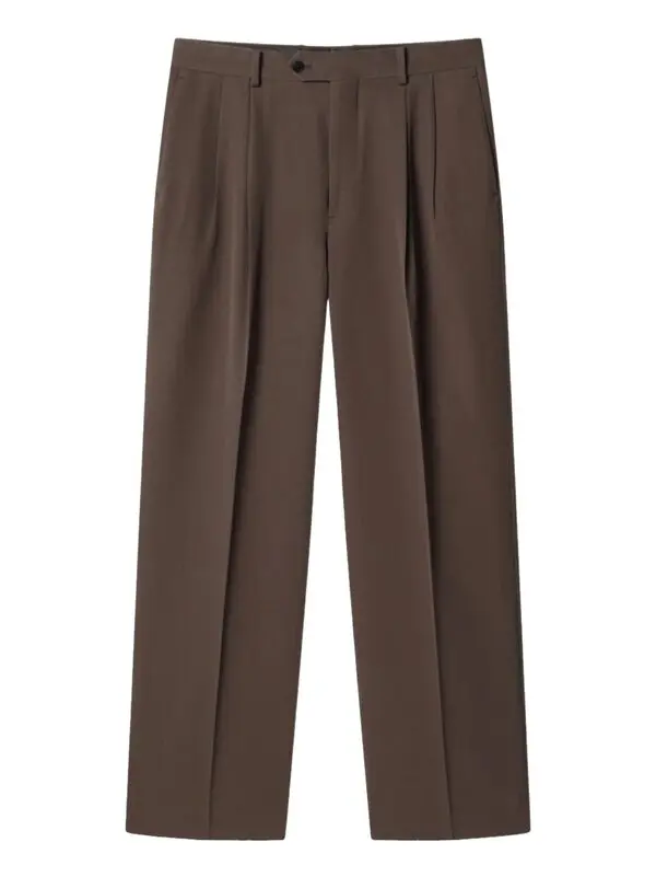 Auralee Double-pleated Wool Gabardine Trousers - Dark Olive Brown