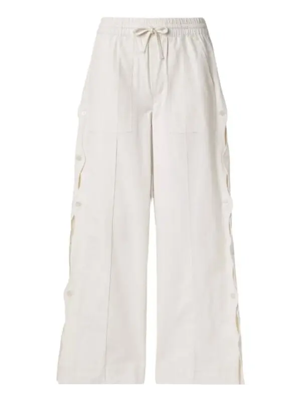 Sea Cutout Button Wide-leg Pants - White