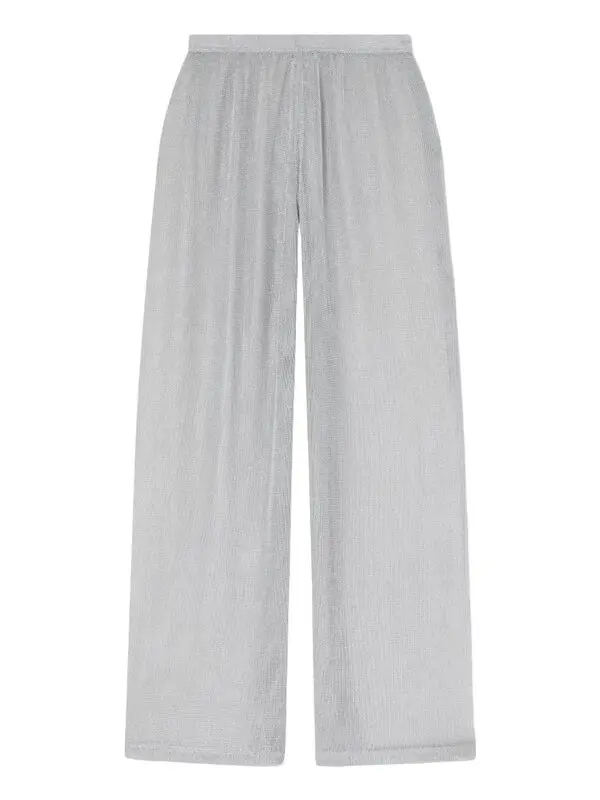 Staud Ali Metallic Knit Wide-leg Pants - Silver