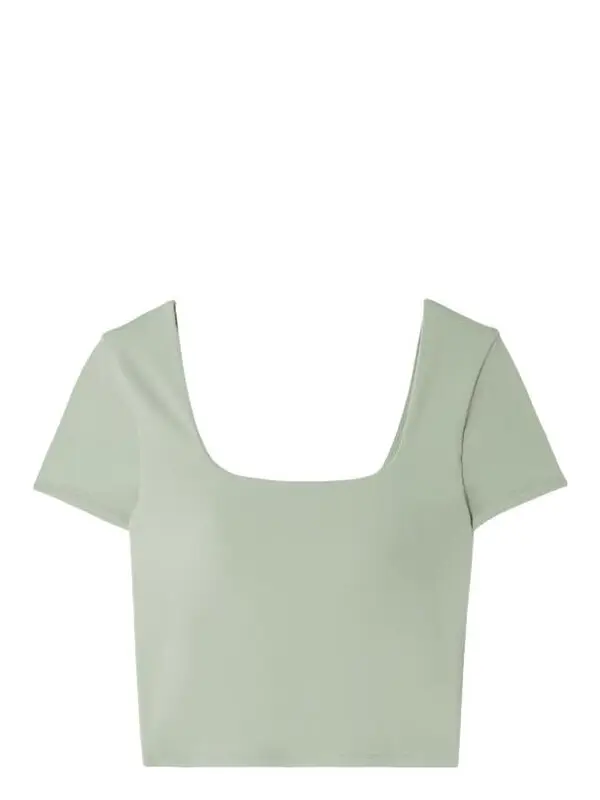 Lululemon Lightweight And Quick-drying T-shirt With Square Neck And Built-in Shelf Bra - Gray