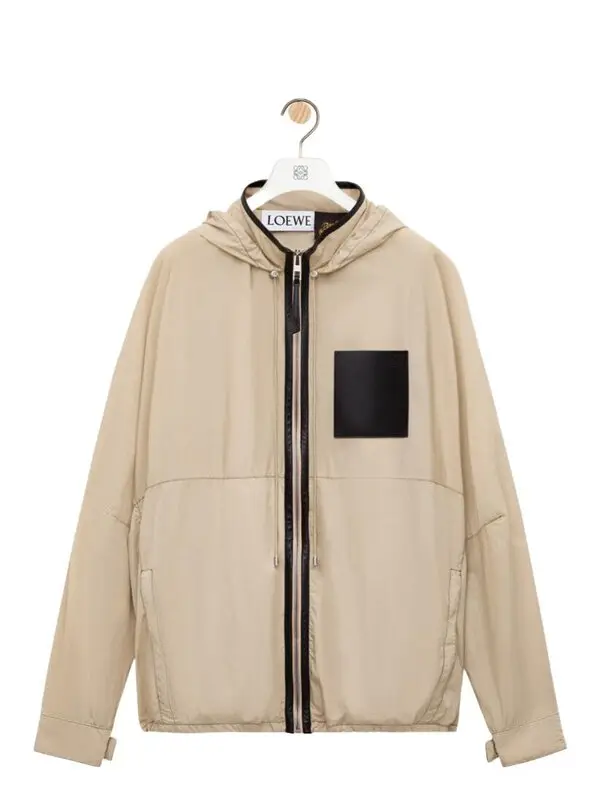 Loewe Technical Shell Zip-up Hooded Jacket - Beige/black