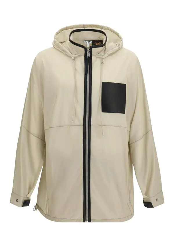 Loewe Technical Shell Zip-up Hooded Jacket - Beige/black