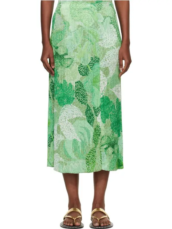 Issey Miyake Pleated Midi Skirt With Floral Print - No