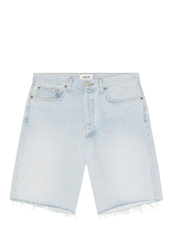 AGOLDE Denim Shorts With Belt Loops And Distressed Hem - White
