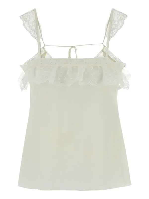 Gimaguas Square Neck Suspenders With Lace Detail - White