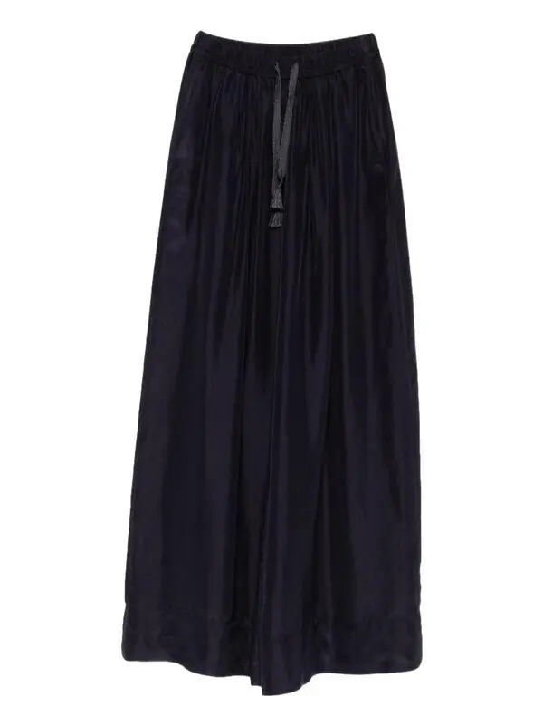 FORTE_FORTE Silk Palazzo Pants With Drawstring - Black