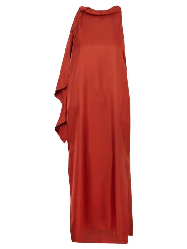 Loulou De Saison Susan Draped Silk-twill Midi Dress - Red