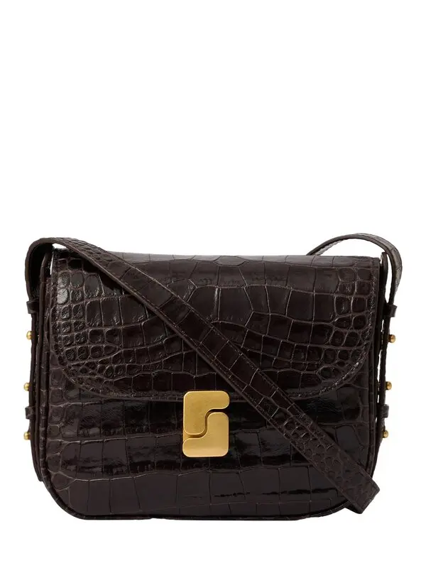 Soeur Mini Embossed-leather Shoulder Bag - Brown