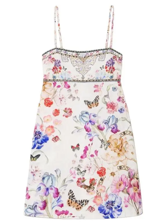 Camilla Embellished Floral-print Mini Dress - White