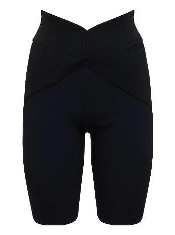 DION LEE Navy Blue Logo Casual Shorts - Black