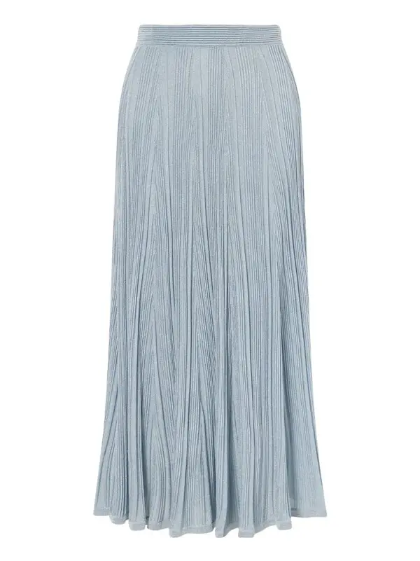 Zimmermann Aster Ribbed Metallic Midi Skirt - Gray