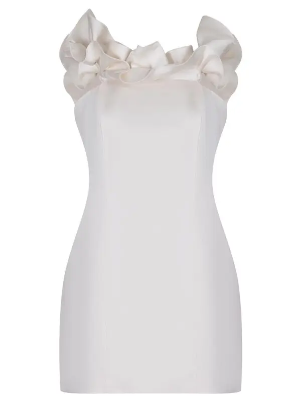 ROTATE BY BIRGER CHRISTENSEN Off-shoulder Ruffle Trim Mini Dress - White