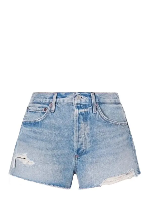 AGOLDE Embroidered Denim Shorts - Blue