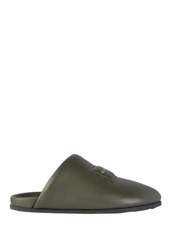 Givenchy Nappa Leather Flat Mules - Khaki