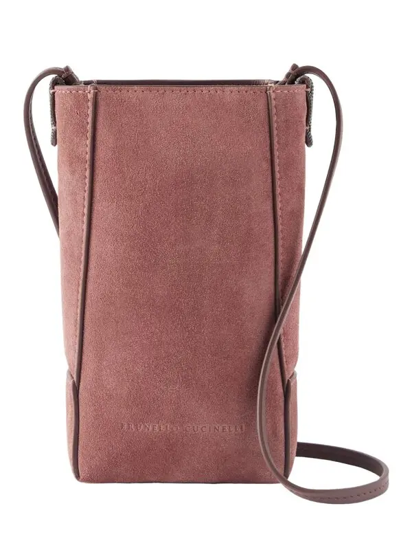 Brunello Cucinelli Embellished Suede Pouch - Pink